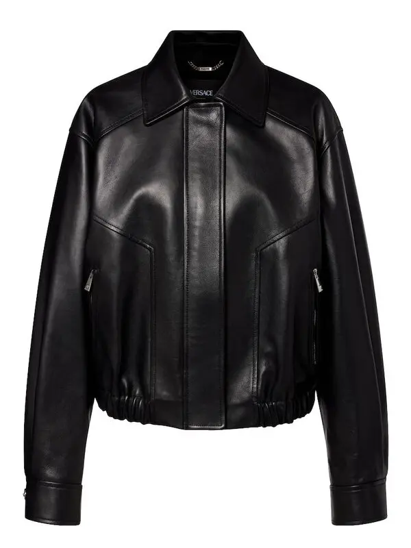 Versace Leather Blouson Jacket - Black