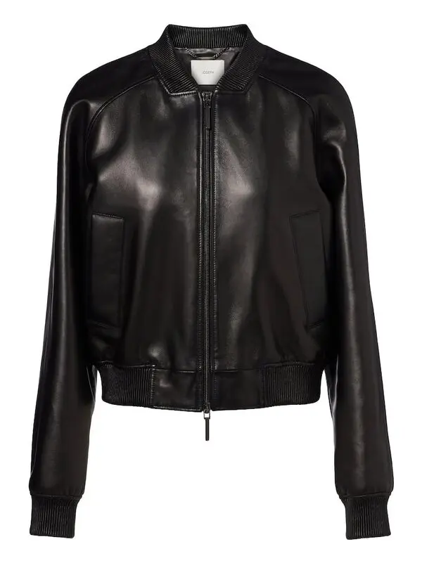 JOSEPH Quinn Leather Bomber Jacket - Black