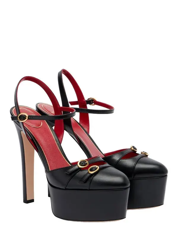 Valentino Garavani Crasher 145 Leather Platform Pumps - Black