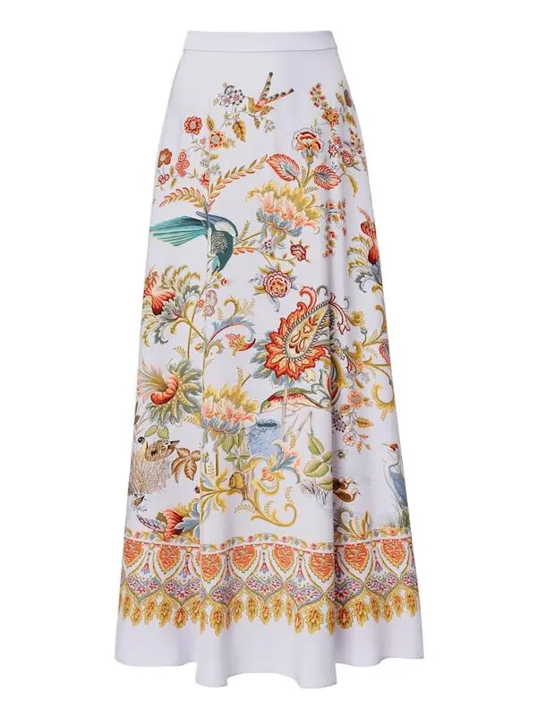 Etro Printed Silk Maxi Skirt - Blue