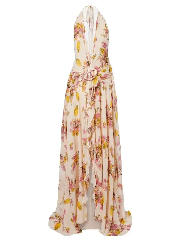 Blumarine Floral Georgette Gown - Pink