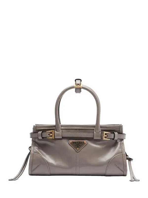 Prada Bonnie Mini Leather Top-handle Bag - Grey