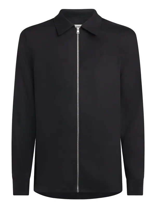 Sandro Relaxed Zip-up Shirt - Black