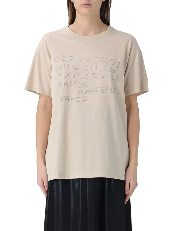 MAISON MARGIELA Crew Neck Cotton T-shirt With Numeric Logo - Rope