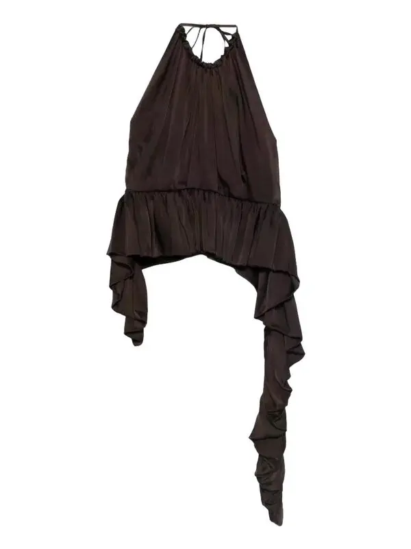LIBEROWE Ruffled Peplum Blouse - Brown