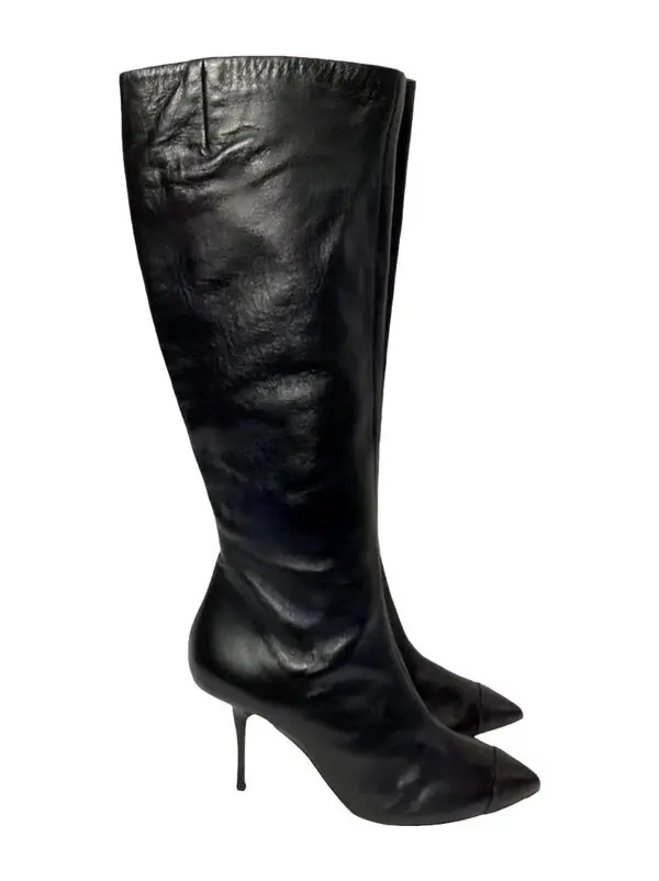GIUSEPPE ZANOTTI Leather Knee-high Stiletto Boots - Black