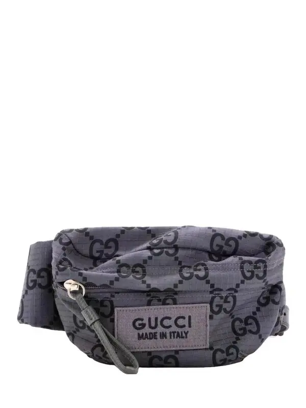 Gucci Gg Nylon And Leather Belt Bag - Grey