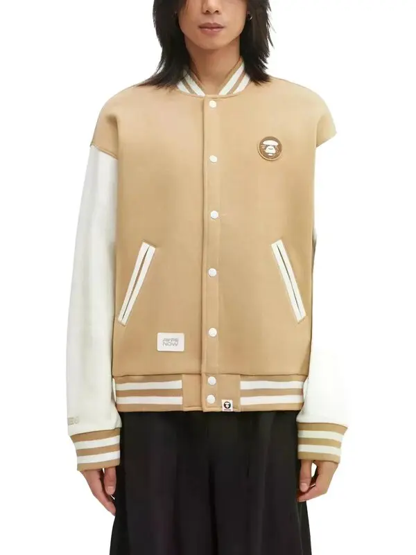 AAPE BY *A BATHING APE® Logo-patch Striped-trim Bomber Jacket - Neutrals