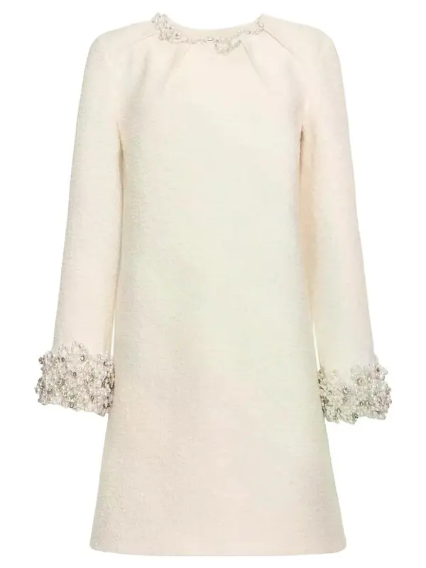 Oscar De La Renta Pearl-embellished Tweed Dress - Neutrals