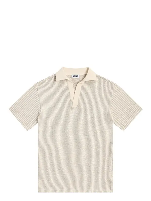 KROST Striped Short-sleeve Polo - Cream