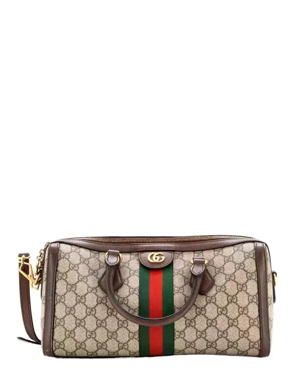 Gucci Ophidia Boston Bag Gg Coated Canvas Medium - Brown