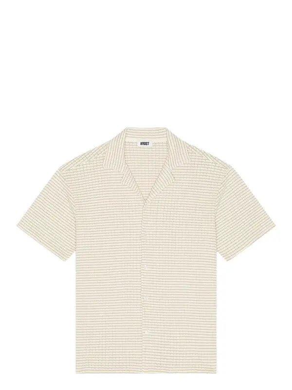 KROST Checkered Knit Bowling Shirt - Cream