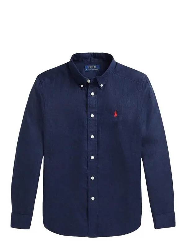 Polo Ralph Lauren Solid Long-sleeve Linen Shirt - Blue