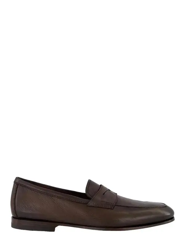 Santoni Penny-strap Leather Loafers - Brown