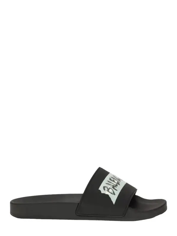 Balenciaga Logo Pool Slide - Black