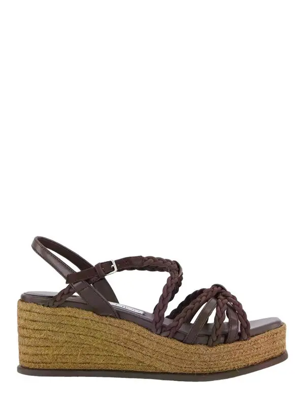 JIMMY CHOO Braided-leather Wedge-heel Sandals - Brown