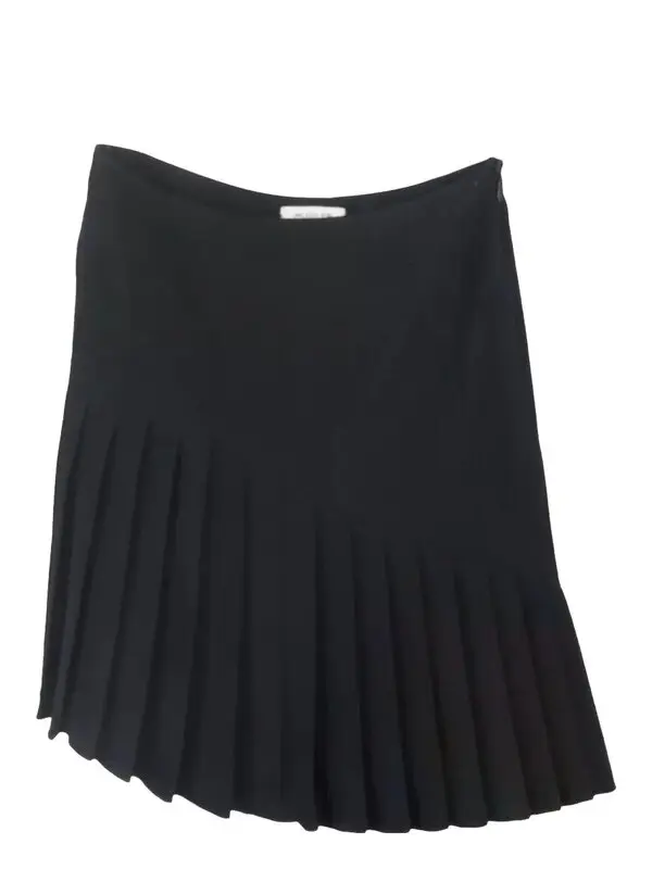 MUGLER Pleated Asymmetric Mini Skirt - Black