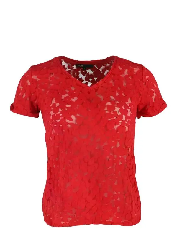 Maje Lace V-neck T-shirt - Red