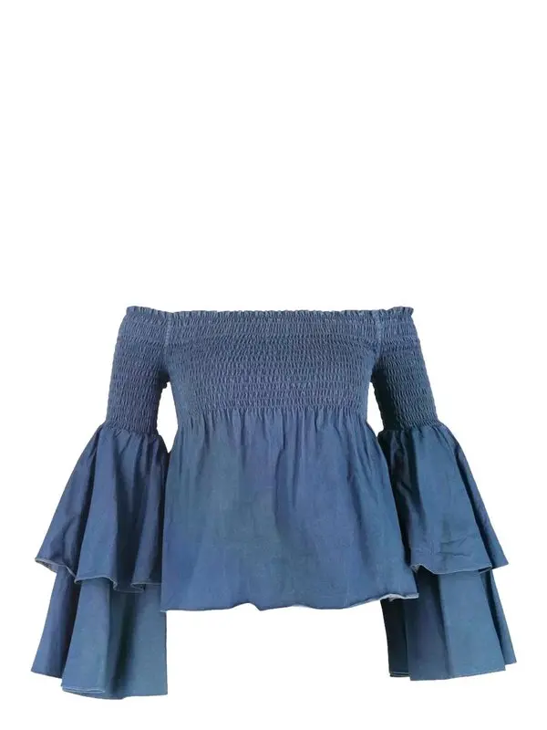 Caroline Constas Ruffled Long-sleeve Blouse - Blue