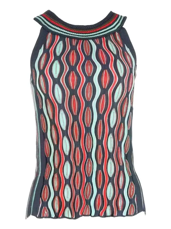Missoni Knit Cotton Halter Top - Blue