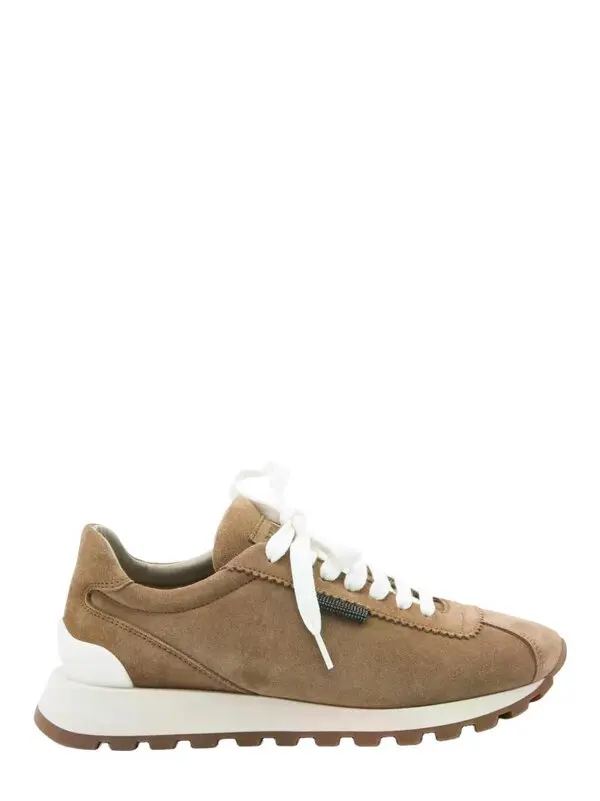 Brunello Cucinelli Panelled Lace-up Sneakers - Brown