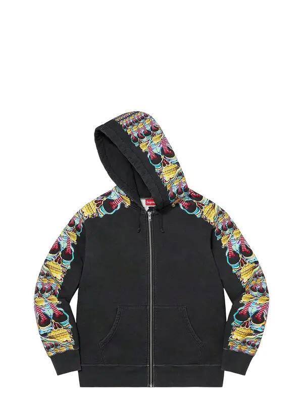 Supreme Skulls Zip Up Hooded Sweatshirt - Black