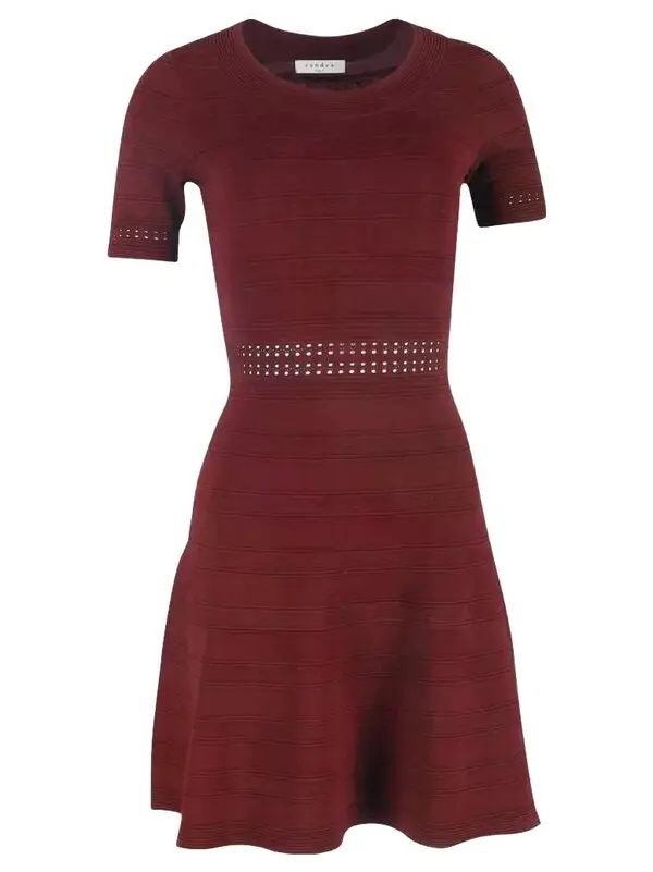 Sandro Dean Ribbed Knit Dress - Red