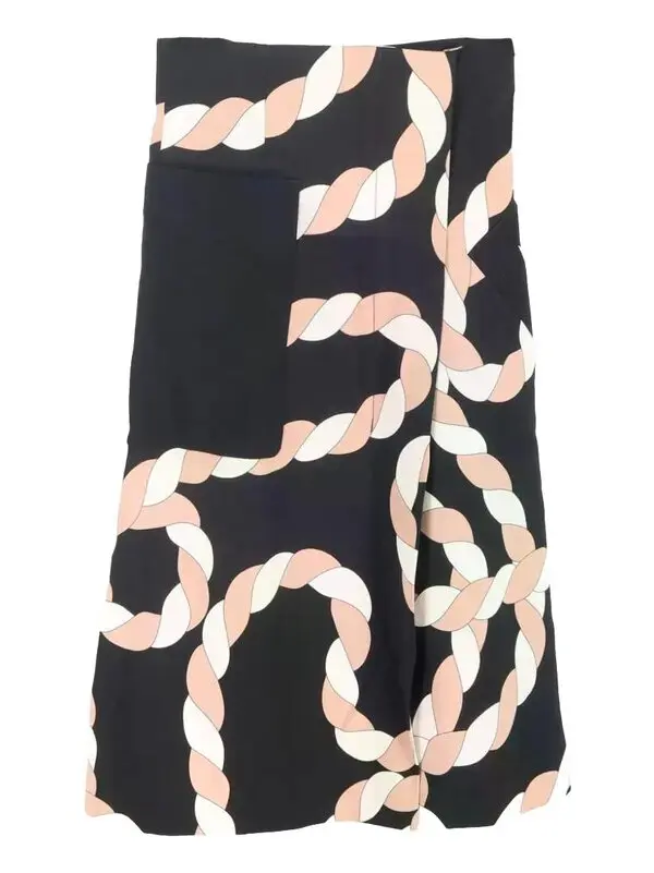 Sportmax Rope-print Wrap-effect Midi Skirt - Black