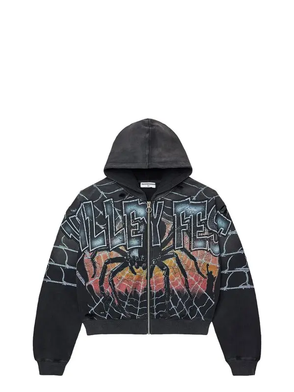 VALE FOREVER Widow Big Zip Up Hoodie - Black