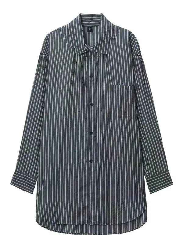 Y’s Striped Chest-pocket Shirt - Grey