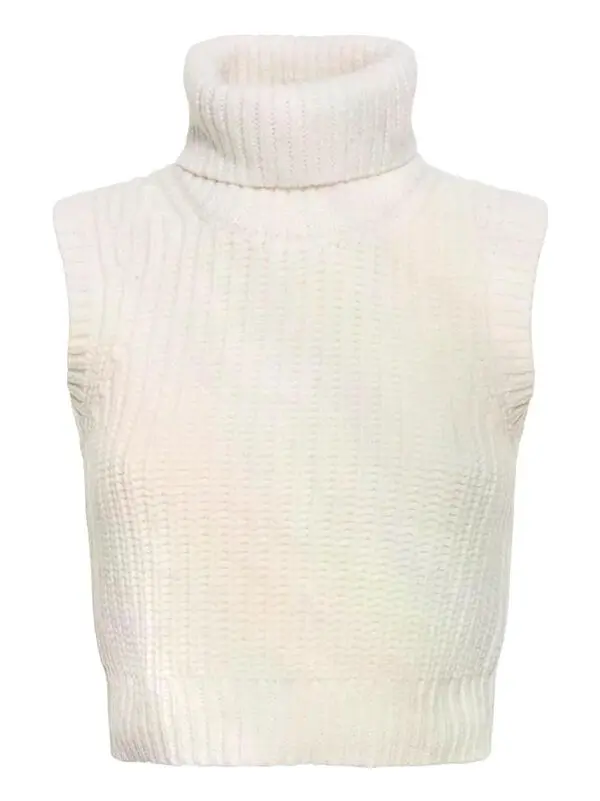 Michael Kors Ribbed High-collar Vest - White