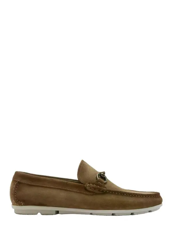 Magnanni Suede Loafers With Strap Detail - Brown