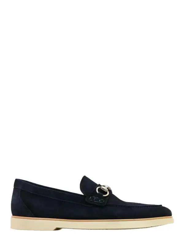 Magnanni Topstitched Suede Loafers - Blue