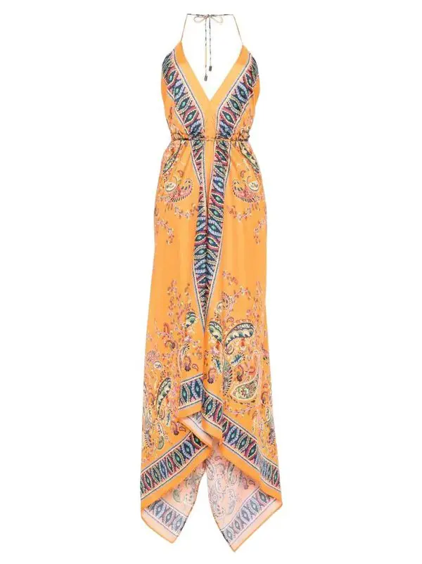 Etro Paisley V-neck Midi Dress - Orange
