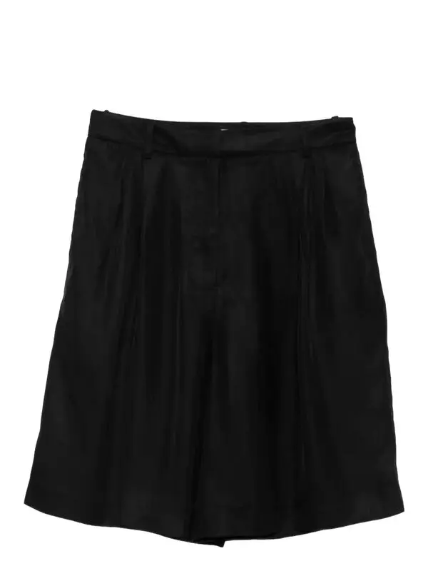 THE FRANKIE SHOP Marfa Pleated Silk Shorts - Black