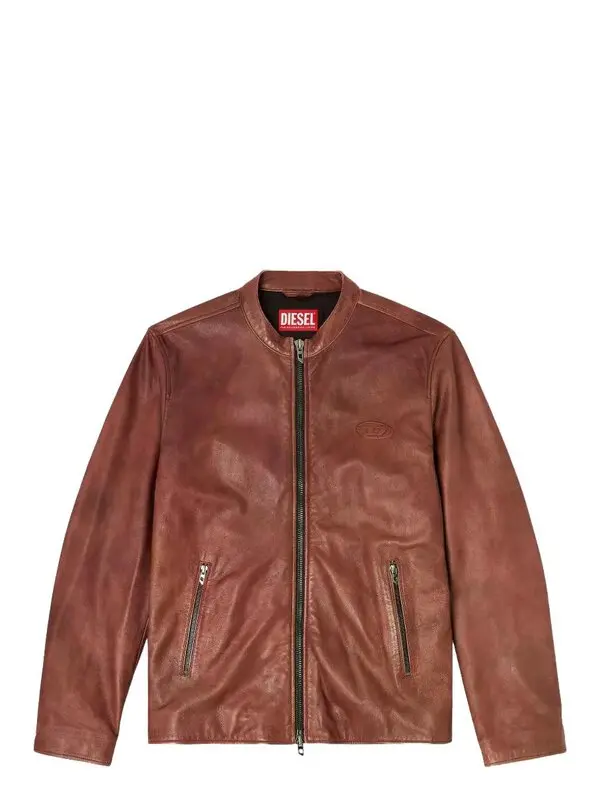 Diesel L-tad-bkbx Leather Jacket - Brown