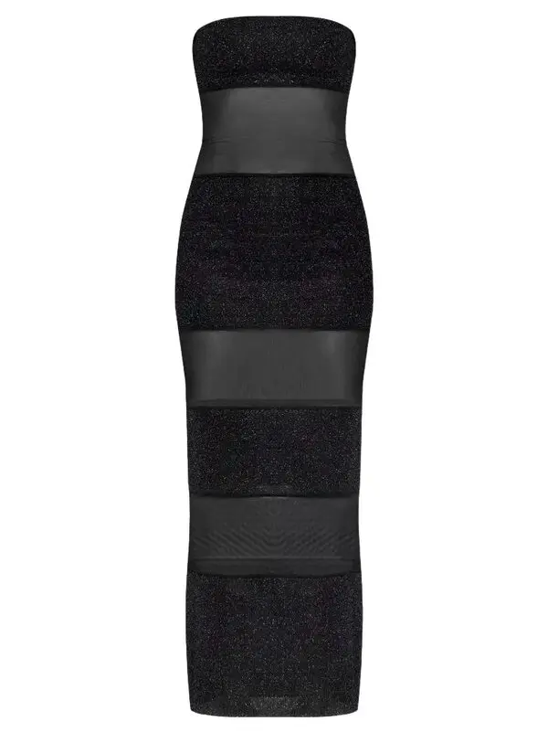 Oseree Sheer-panel Strapless Maxi Dress - Black