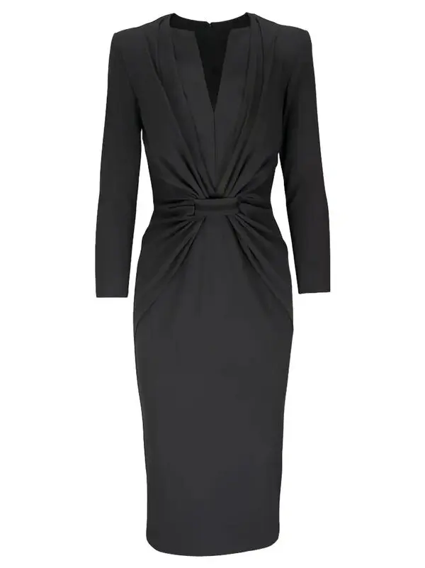 Giorgio Armani Knot-detail V-neck Dress - Black