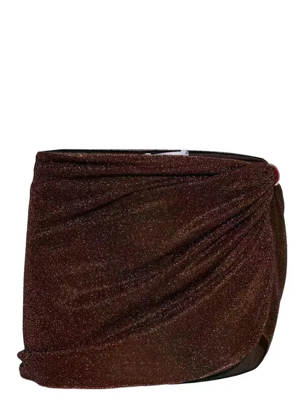 Oseree Draped Embellished Mini Skirt - Brown