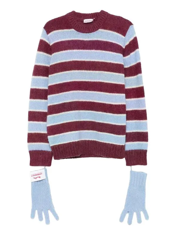 CHARLES JEFFREY Striped Gloves Sweater - Red