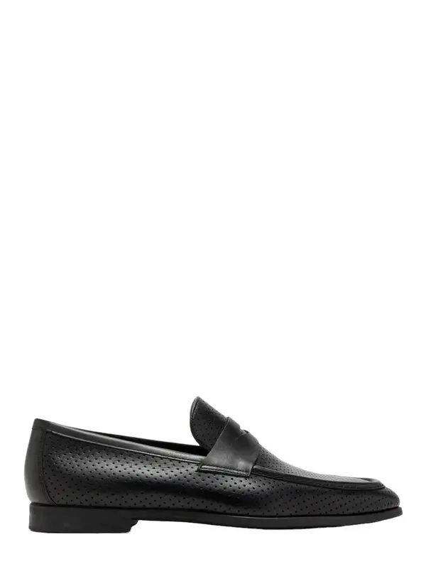 Magnanni Perforated Penny Loafers - Black
