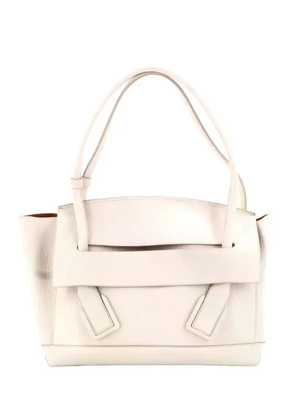 Bottega Veneta Arco Bag Grainy Leather Medium Satchel - White