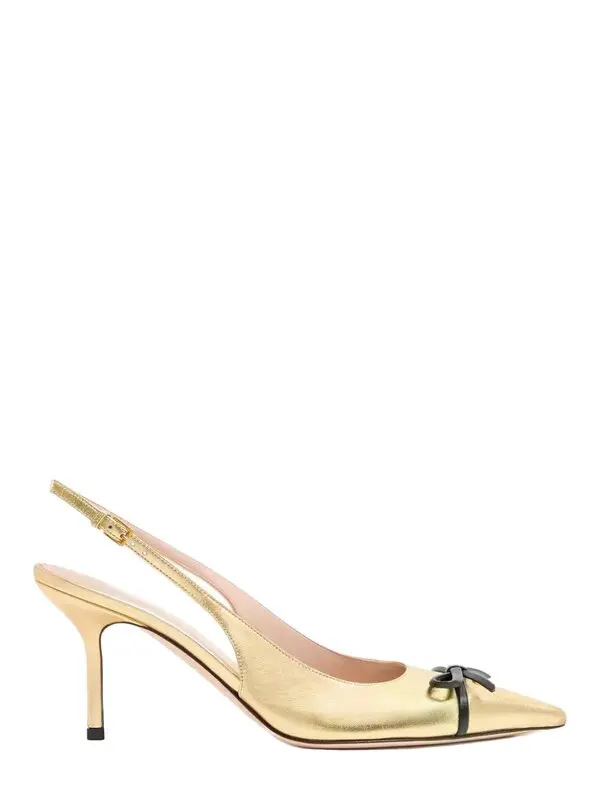 Valentino Garavani Vlogo Bow Slingback Pumps - Gold