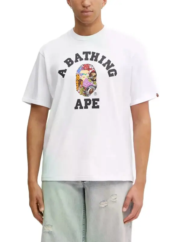 A BATHING APE Multi Logo College Graphic-print T-shirt - White