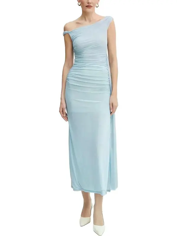 Bardot Layana Asymmetric-neck Maxi Dress - Blue