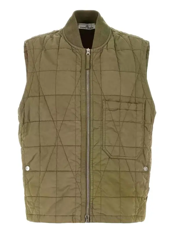 Stone Island Quilted Zip-up Gilet - Green