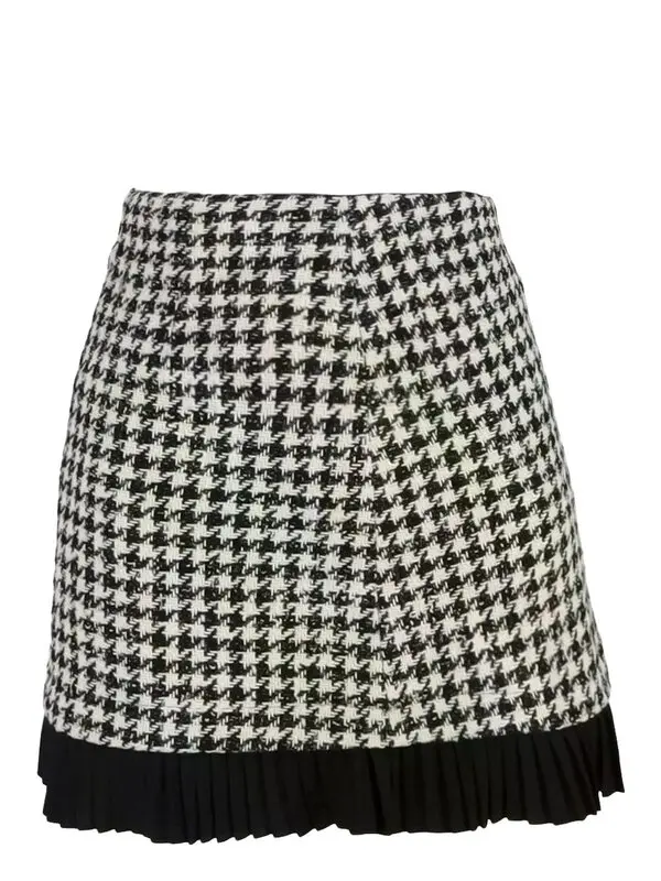 Sandro Houndstooth Mini Skirt - White