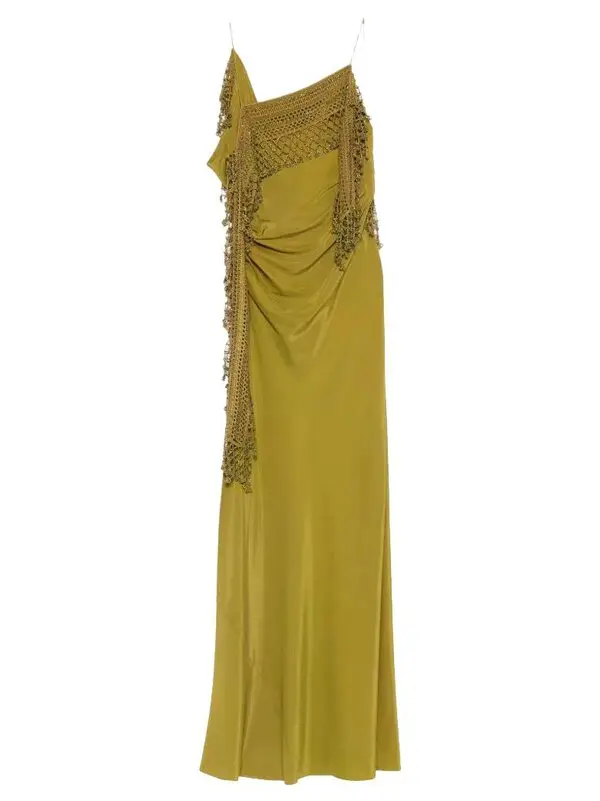 Christopher Esber Droplet-bead Crochet-trim Maxi Dress - Green