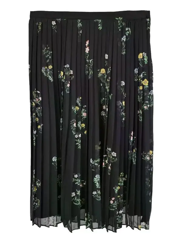 Max Mara Pleated Floral-print Skirt - Black