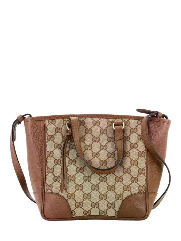 Gucci Bree Convertible Tote Gg Canvas With Leather Small Crossbody Bag - Brown